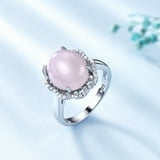 Oval Rose Quartz Statement Ring for Women Cz Sterling Silver Womens Ginger Lyne Collection ...