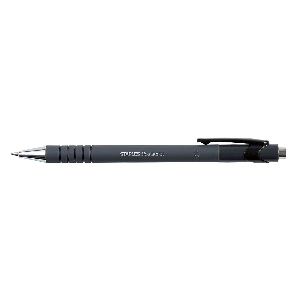 Staples Postscript Retractable Ballpoint Pens Medium Point Black staples-postscript-retractable-ballpoint-pens-medium-point-black