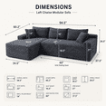94.5 Inch Dark Gray Modular Sectional Couch, L-Shaped Jumbo Corduroy ...