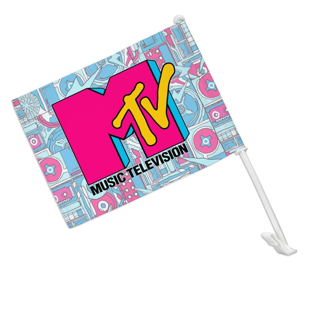 MTV Techno Neon Logo Car Truck Flag with Window Clip On Pole Holder ...