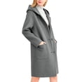 Aellinatey Women's Hooded Windbreaker Single-Breasted Notch Lapel Pea ...