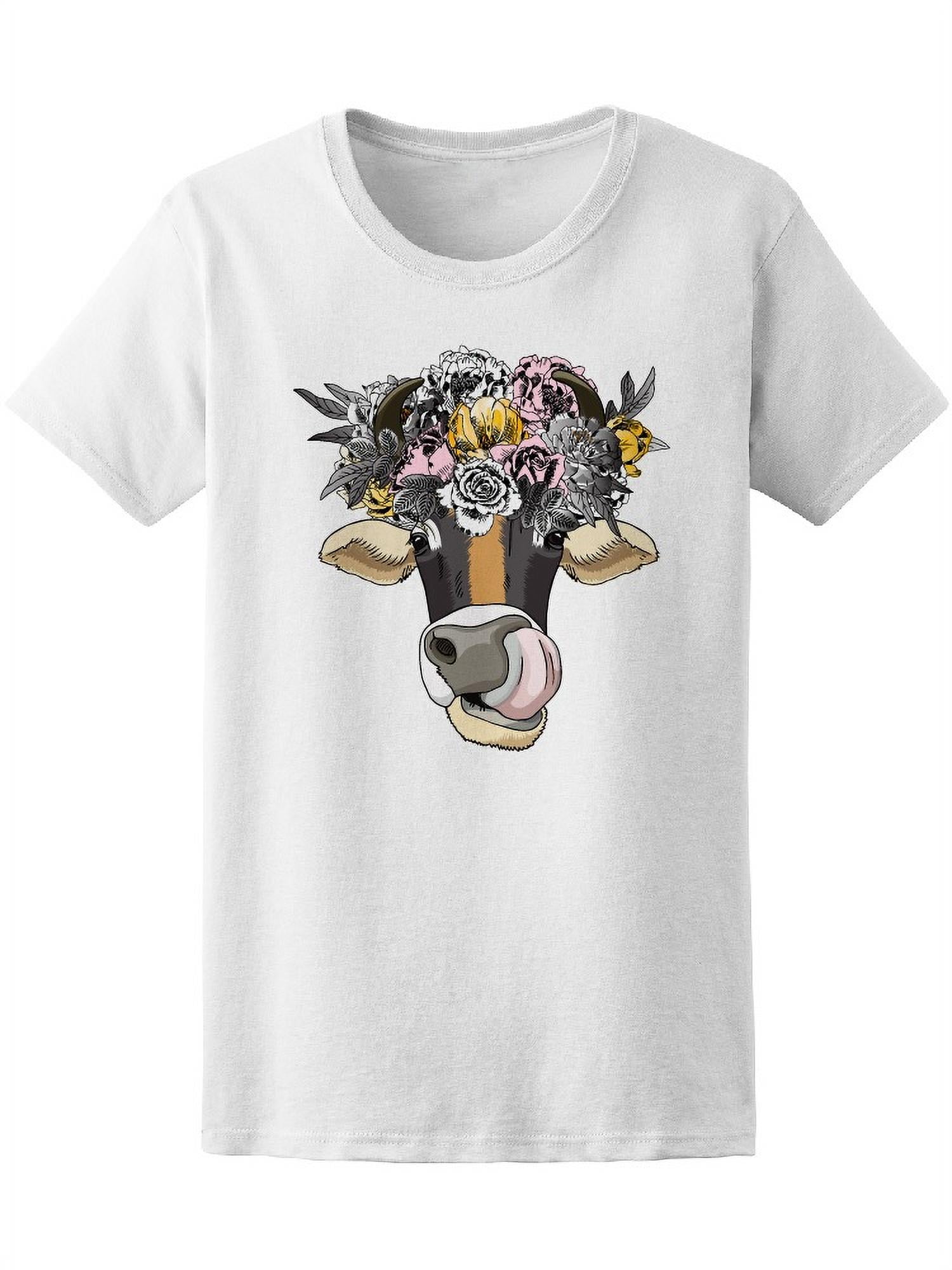 Bow And Wreath Dressed Cow T-Shirt Women -Image by Shutterstock, Female x-Large - Walmart.com