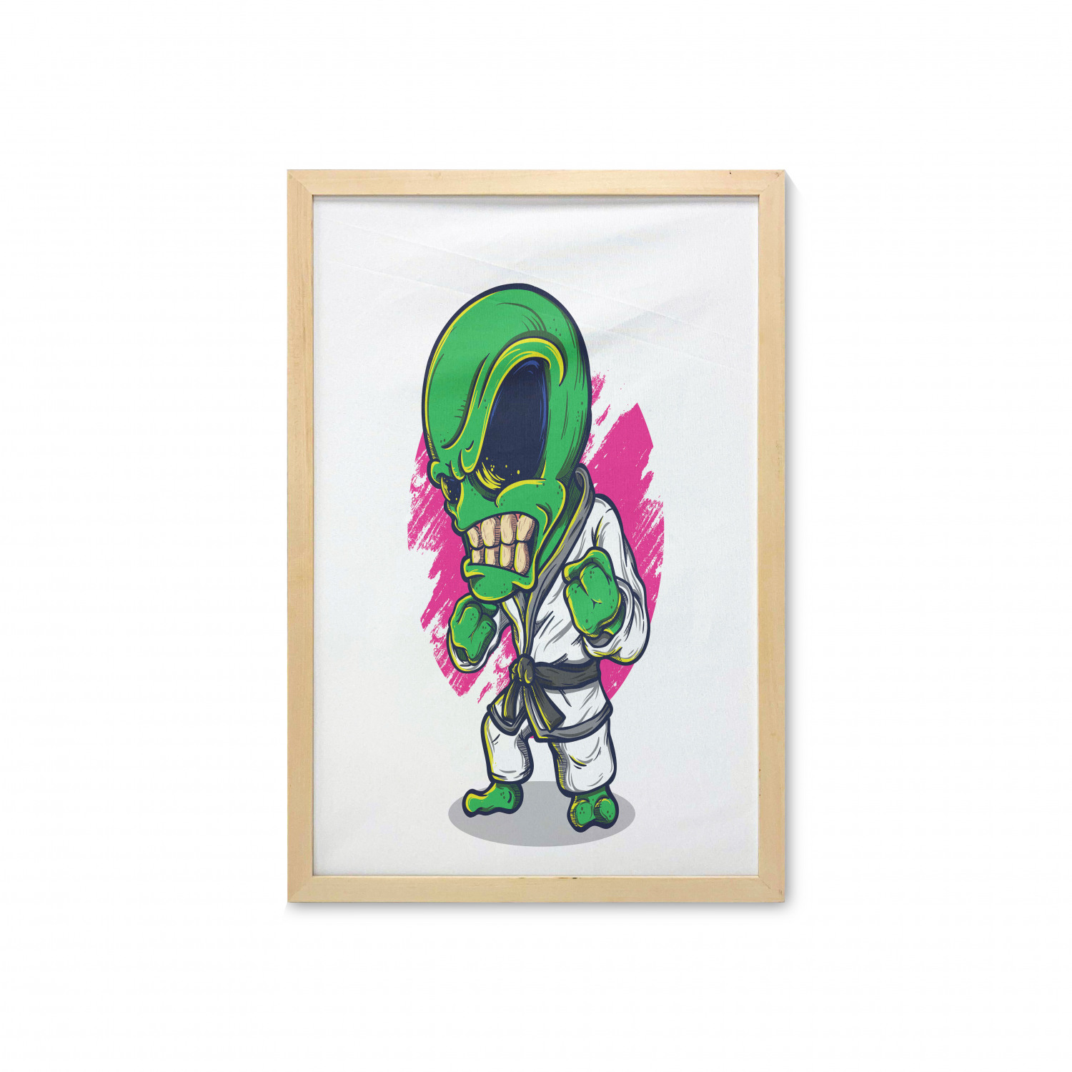 Outer Space Wall Art with Frame, Alien Warrior Practicing Chinese ...
