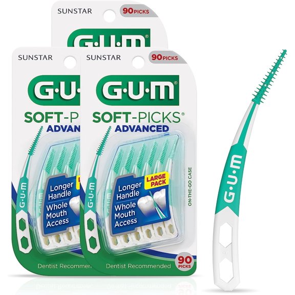 GUM Advanced Soft-Picks, Dental Teeth Cleaning with Wide Bristles, 60 ...