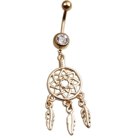 Women Peach Hearts Body Piercing Belly Button Ring Dangle Drop Reverse ...