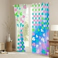 Castle Fairy Gradient Geometric Plaid Checkered Blackout Curtains Set ...