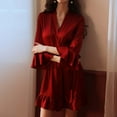 Pants for Women Women's Satin Robe Kimono Bridesmaids Robe Short Ruffle ...