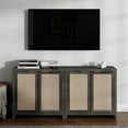 ARKANTOS Rattan Sideboard Cabinet with 1 Adjustable Shelf, Charcoal Oak ...