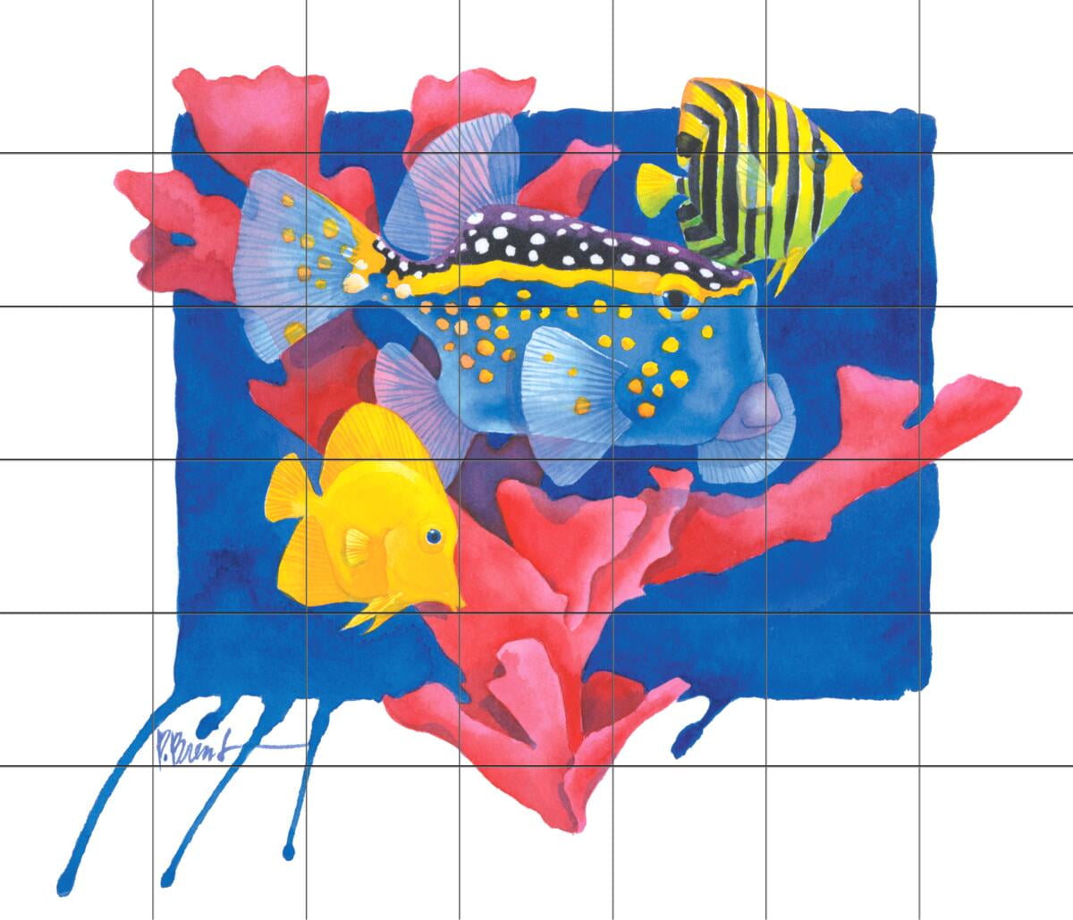 Tile Mural Bathroom Backsplash - PB- Spotted Box Fish - by Paul Brent ...