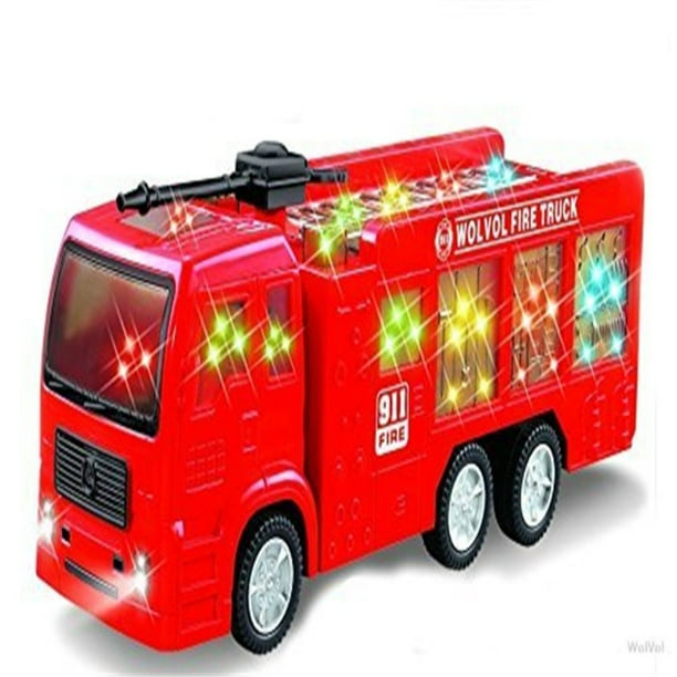 Electric Fire Truck for Kids, with Bright Flashing 4D Lights and Real ...
