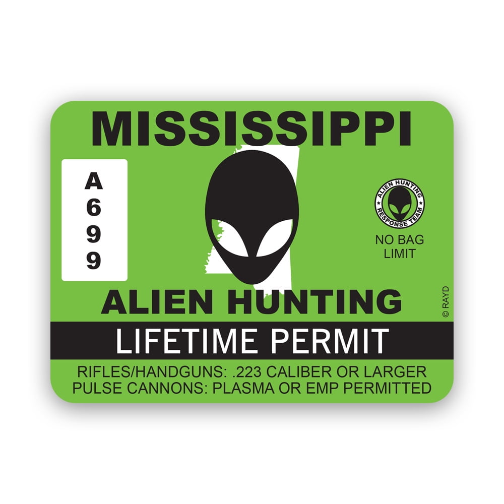 Mississippi Alien Hunting Permit Sticker Decal - Self Adhesive Vinyl ...