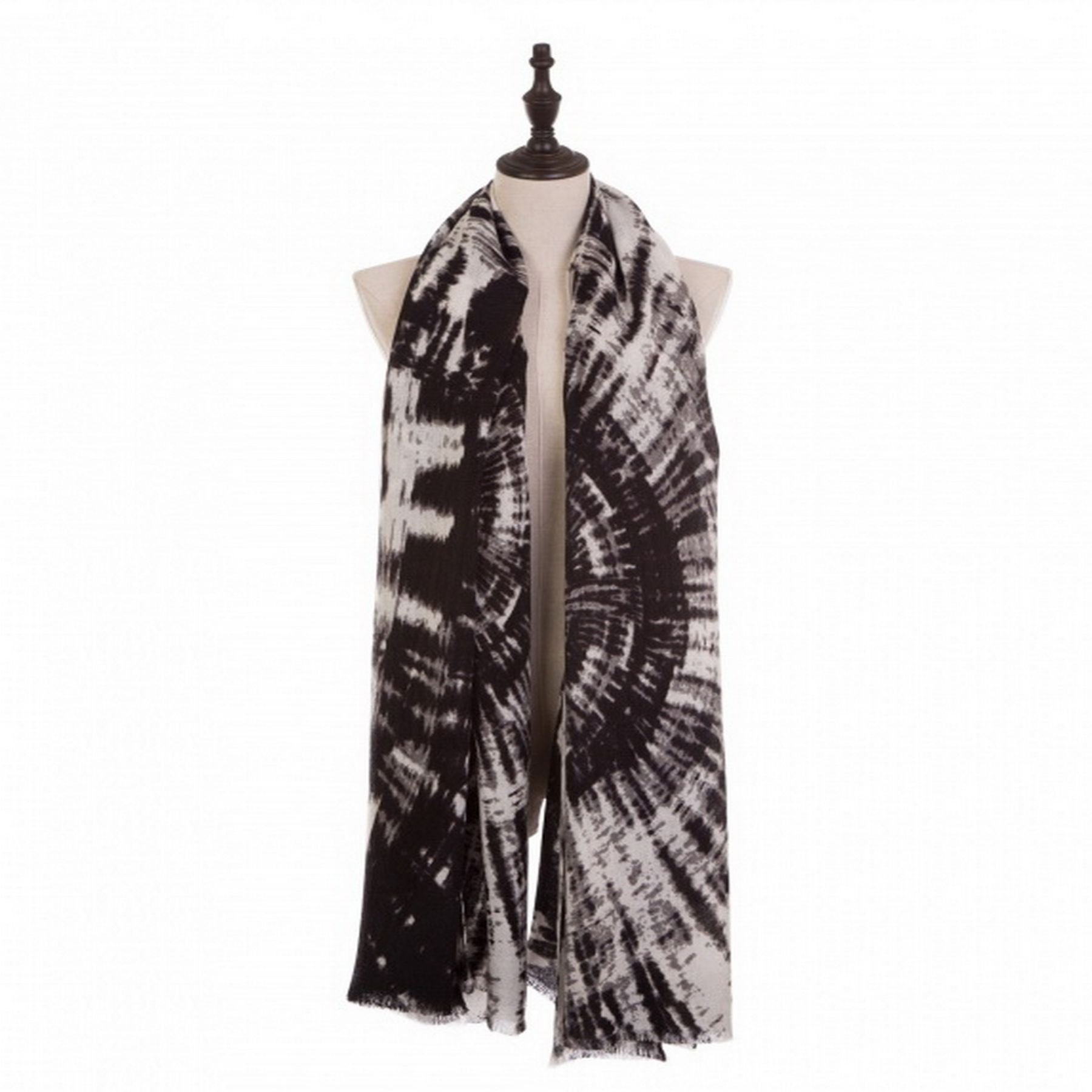 Glitzhome Black, White and Gray Tie Dye Scarf with Fringes - Walmart.com