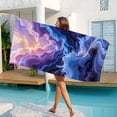 1 x purple and yellow marble bath towel - soft, absorbent, fast drying ...