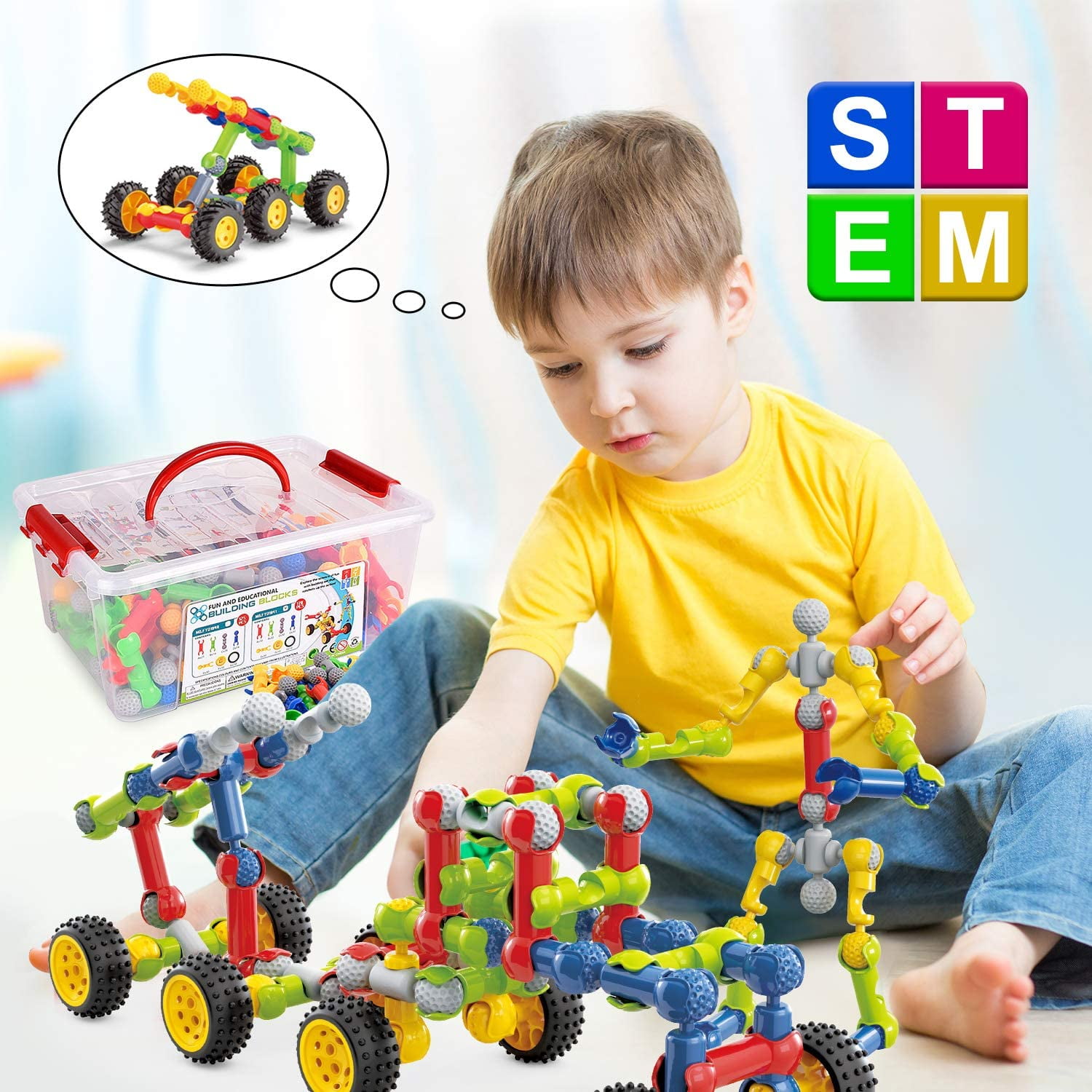 Buy Huaker Kids Building STEM Toys ,125 Pcs Educational Construction ...