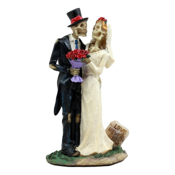 Ebros Gift Day Of The Dead DOD Skeleton Bride & Groom With Rose Flower Bouquet Figurine Love ...
