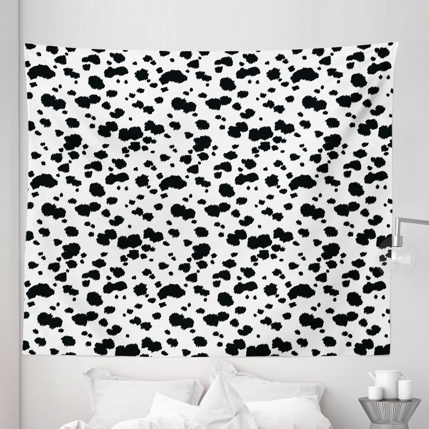 Animal Tapestry, Graphic Black and White Fur Inspired Animal Skin Print ...