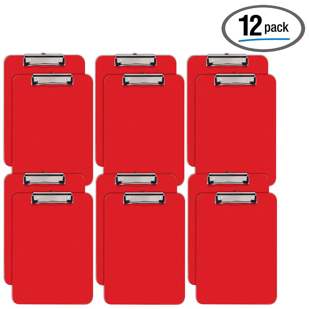 Red Plastic Clipboards, 12 Pack, Durable, 12.5 x 9 Inch, Low Profile ...