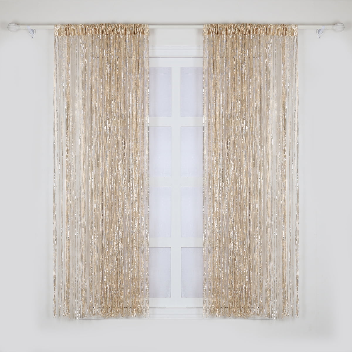 DYstyle Door Window Panel Shiny Tassel String Curtain Dividers Fringe ...