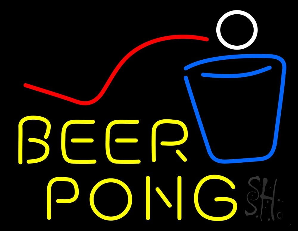 Beer Pong LED Neon Sign 15 x 19 - inches, Clear Edge Cut Acrylic ...