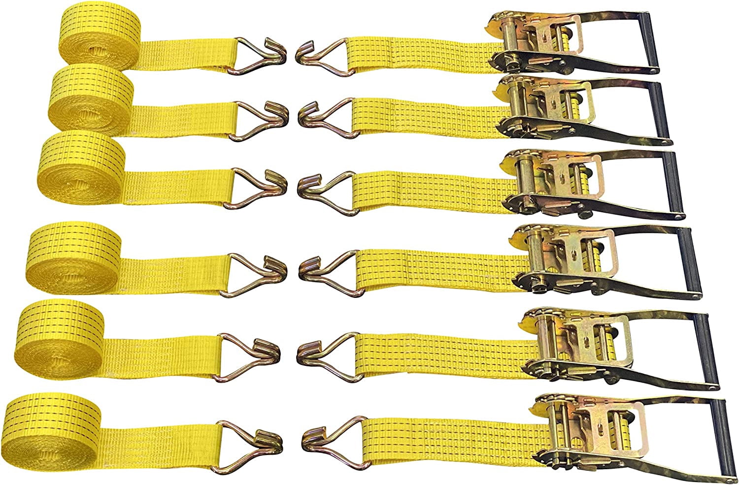 2" x 15' Ratchet Tie Down Straps (6PK) - 5000 LBS Break Strength ...