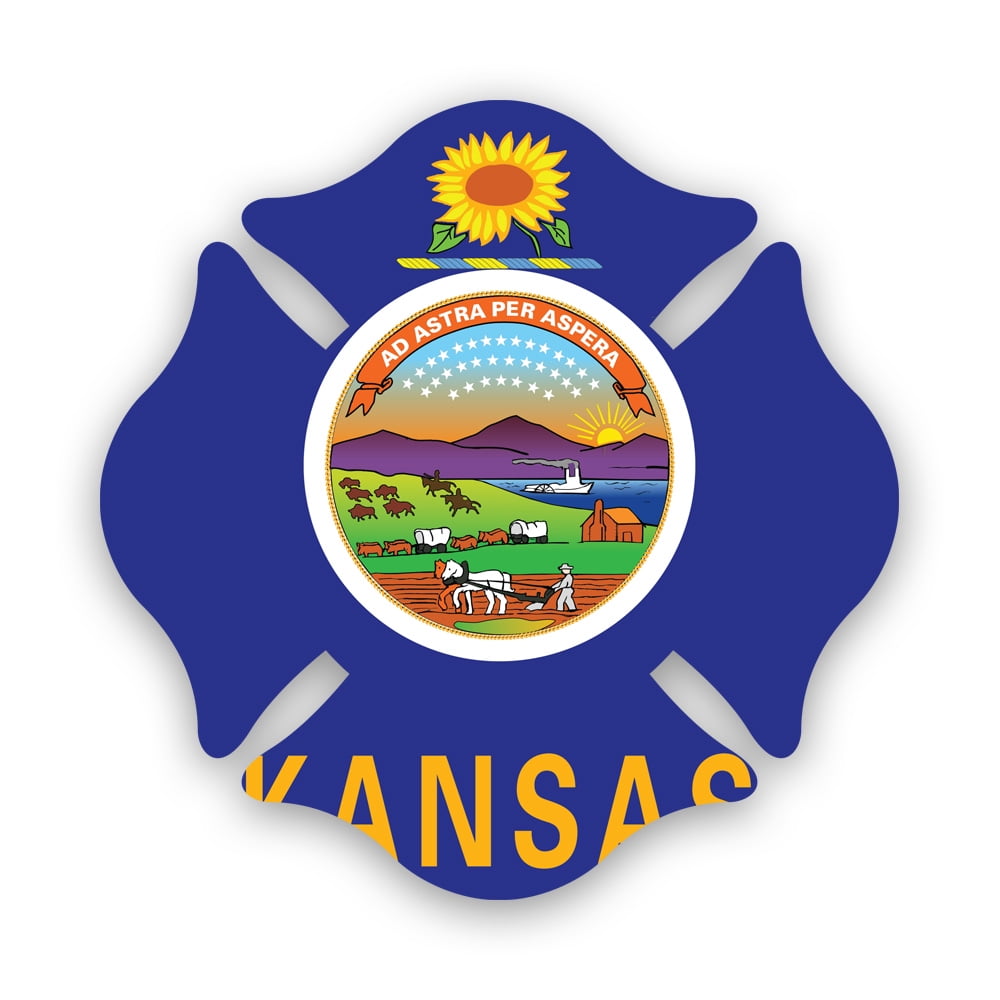 Kansas State Maltese Cross Shaped Sticker Decal - Self Adhesive Vinyl ...