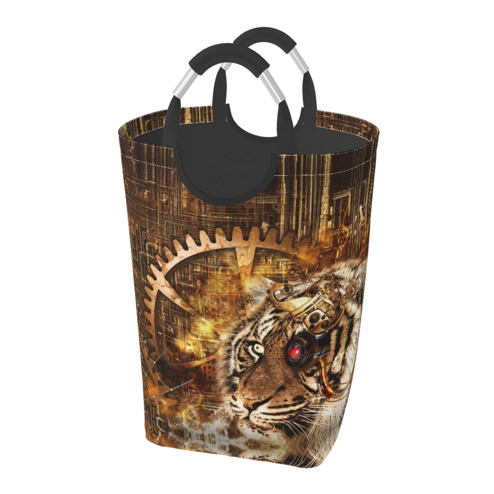 Steampunk Tiger Head Gear Rectangular Laundry Basket Organizer ...