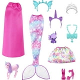 Barbie Dreamtopia Fashion Doll & Dress-Up Set with Mermaid & Pets ...