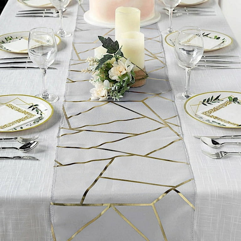 Gray And Gold Table Runners Printed Sparkling Gold Table Runner