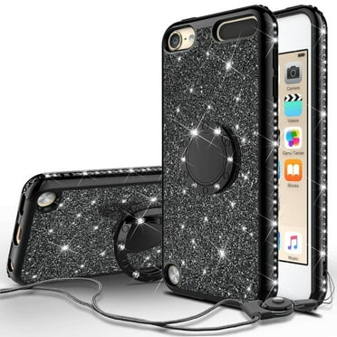 New iPod Touch Case, iPod 7/6/5 Case Glitter Ring Stand Bling Sparkle ...