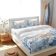 4 Piece Duvet Cover Set Queen, Ocean Blue Coral on White Soft ...