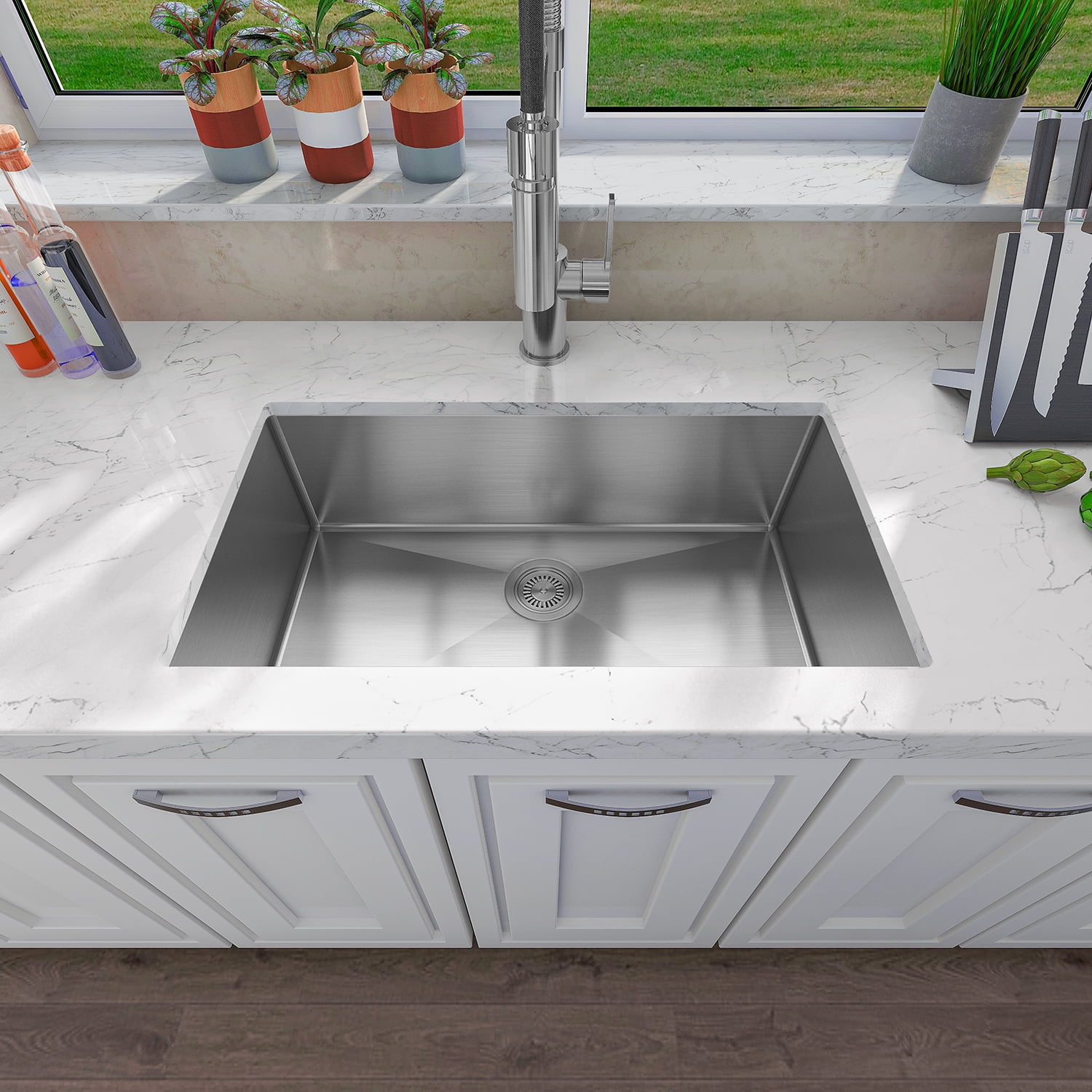 Sinber 30" x 18" x 10" Undermount Single Bowl Kitchen Sink with 18 ...