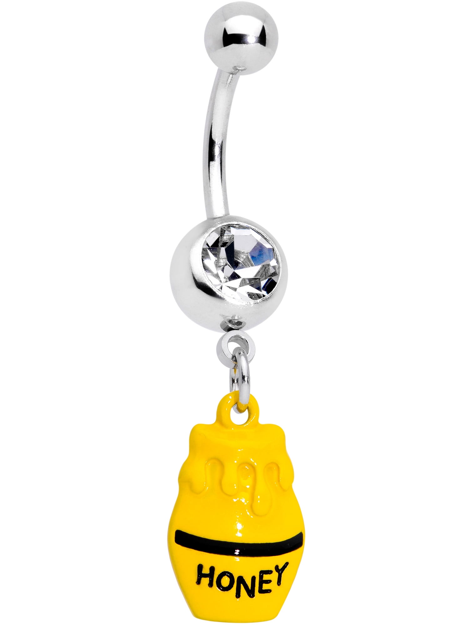 Body Candy Womens 14G 316L Steel Navel Ring Piercing Clear Pot of Honey ...