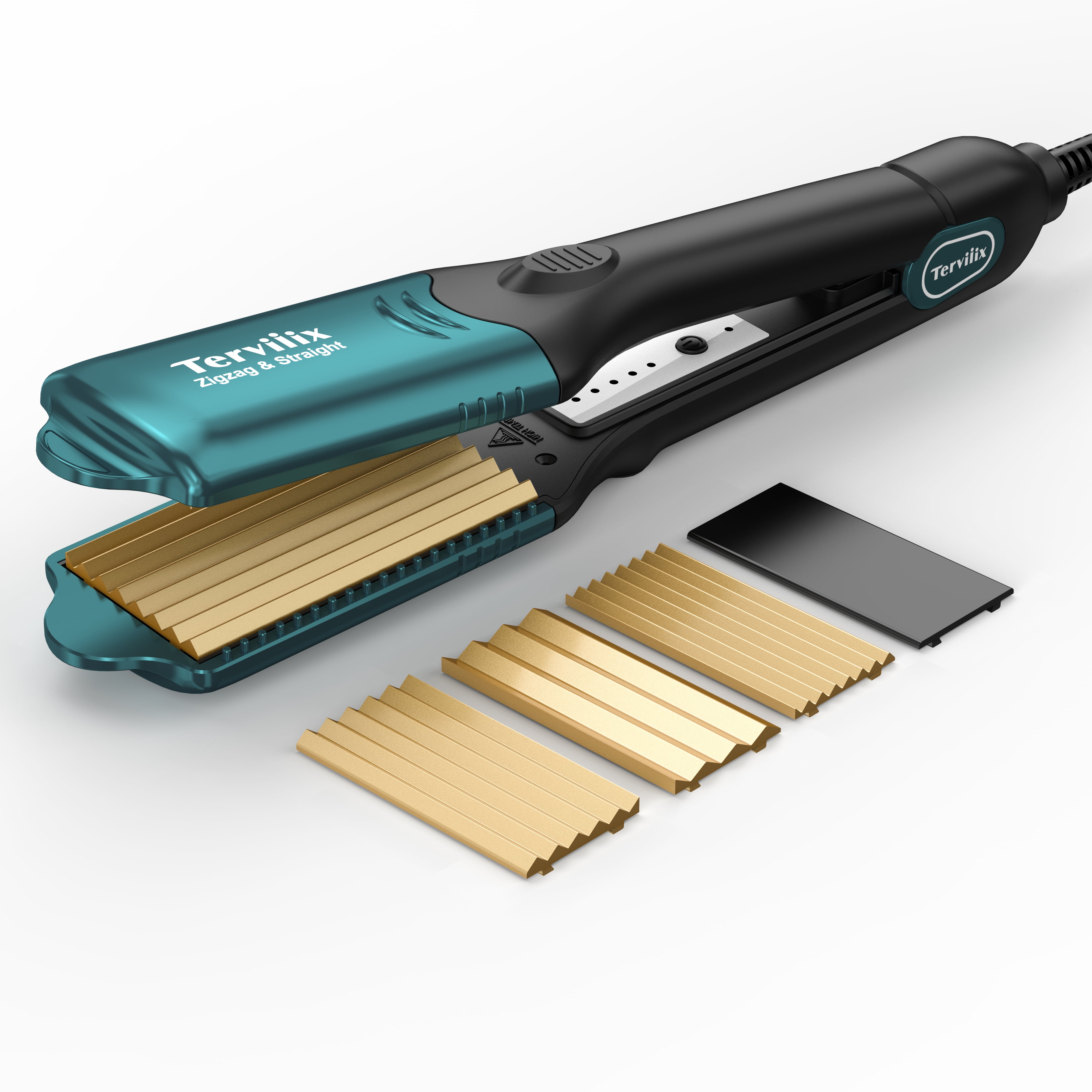 Terviiix Hair Crimper with 4 Changeable Plates, Ceramic Crimping Iron ...