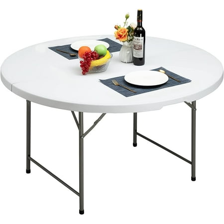 2.85ft Square Bi-Folding Table, 34" Portable Plastic Dining Table ...