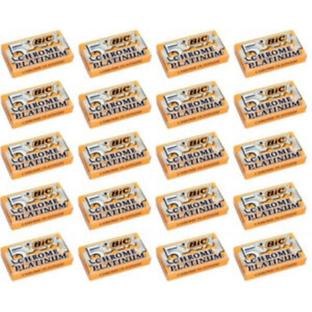 BIC Chrome Platinum Double Edge Safety Razor Blades, 100 Blades ...