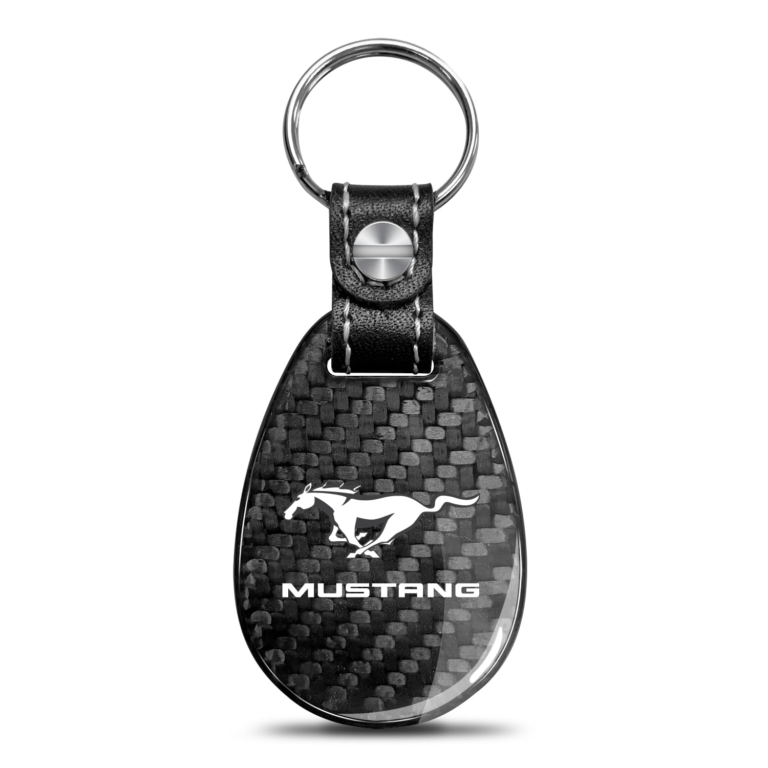 Ford Mustang Real Black Carbon Fiber with Leather Strap Large Tear Drop ...
