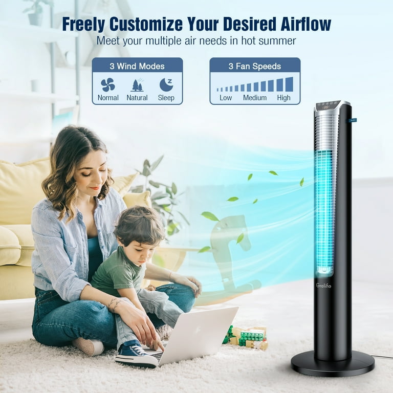 Paris Rhône 24dB Quiet DC Tower Fan TF019,12 Speeds