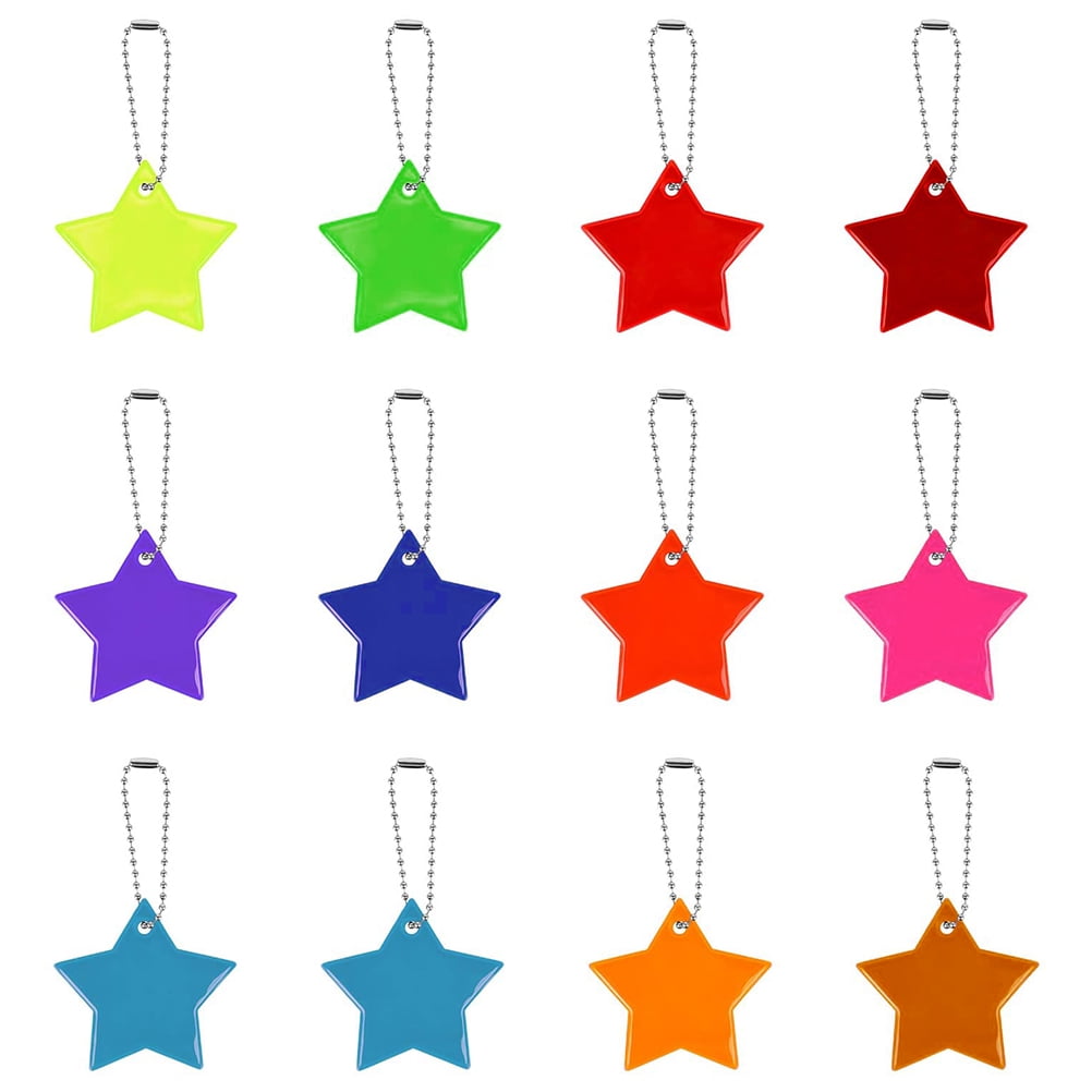 TureClos 12pcs Random Color Safety Reflector Pendant Star Safety ...