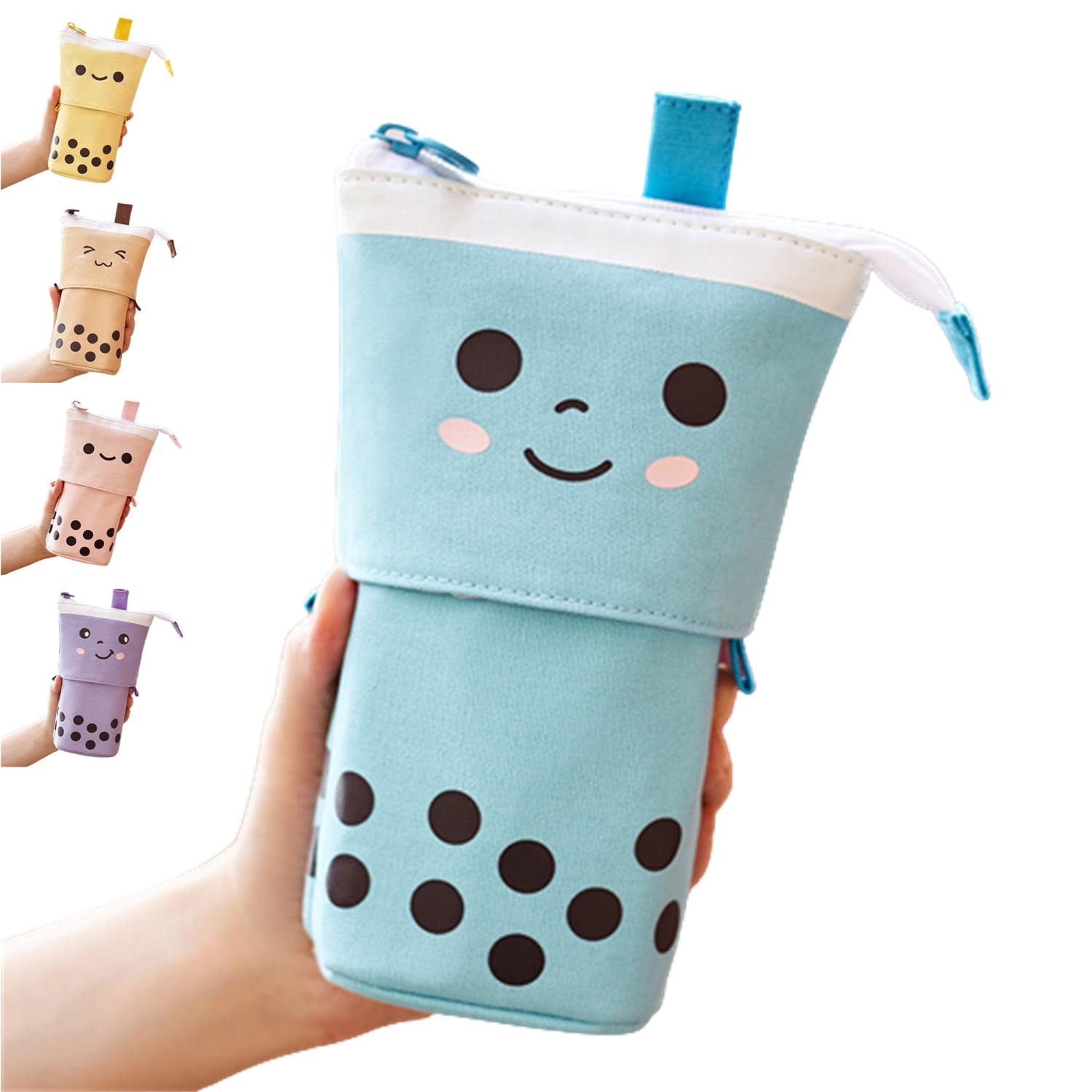 Cute Retractable Pencil Case Multi-function Pen Bag Kawaii Boba Milktea ...