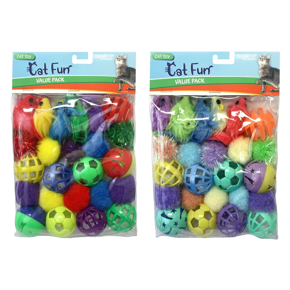 Multipet 24 Piece Value Pack of Assorted Toys for Cats, Colors May Vary ...