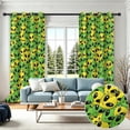 Alien Head Bright Green Pattern Blackout Curtains,Triple Weaved Fabric ...