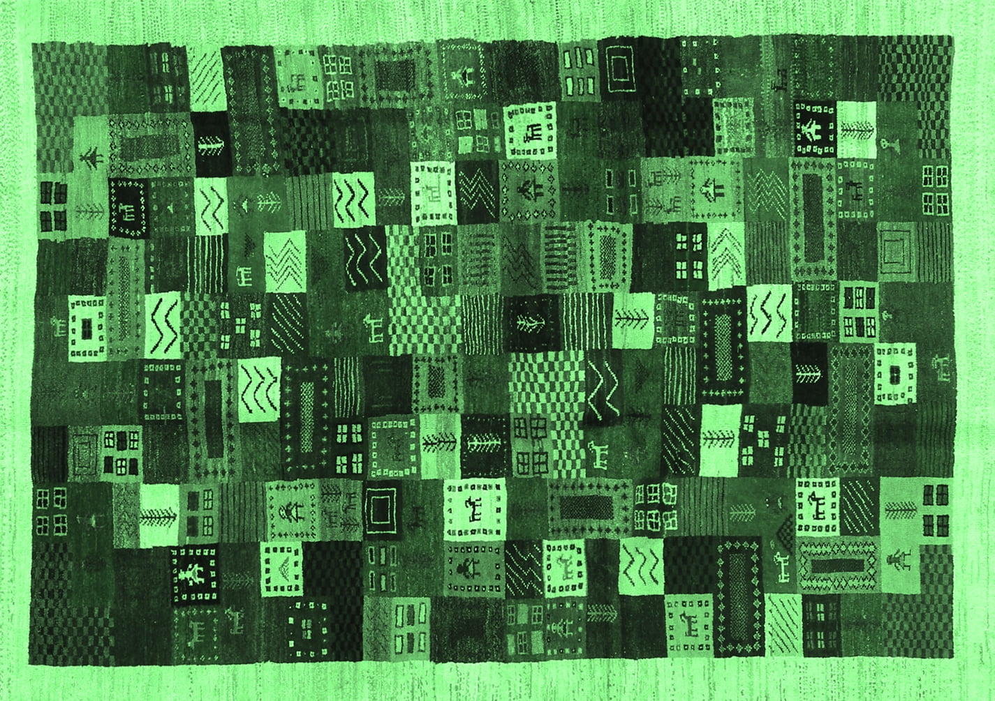 Ahgly Company Indoor Rectangle Abstract Emerald Green Contemporary Area ...