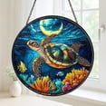 Underwater Turtle Reef Scene Stained Glass Window Hanging, Coastal ...