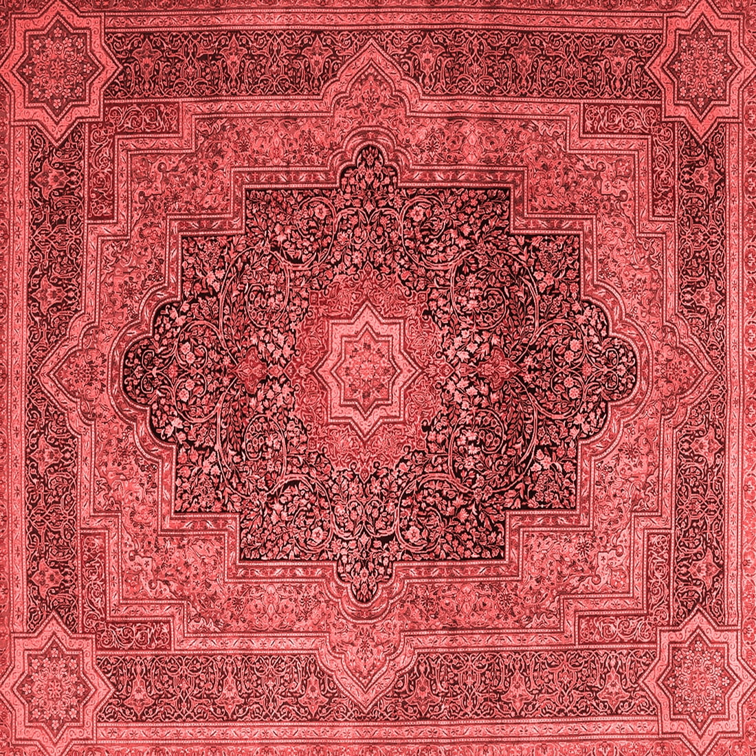 Ahgly Company Indoor Square Medallion Red Traditional Area Rugs, 6 ...