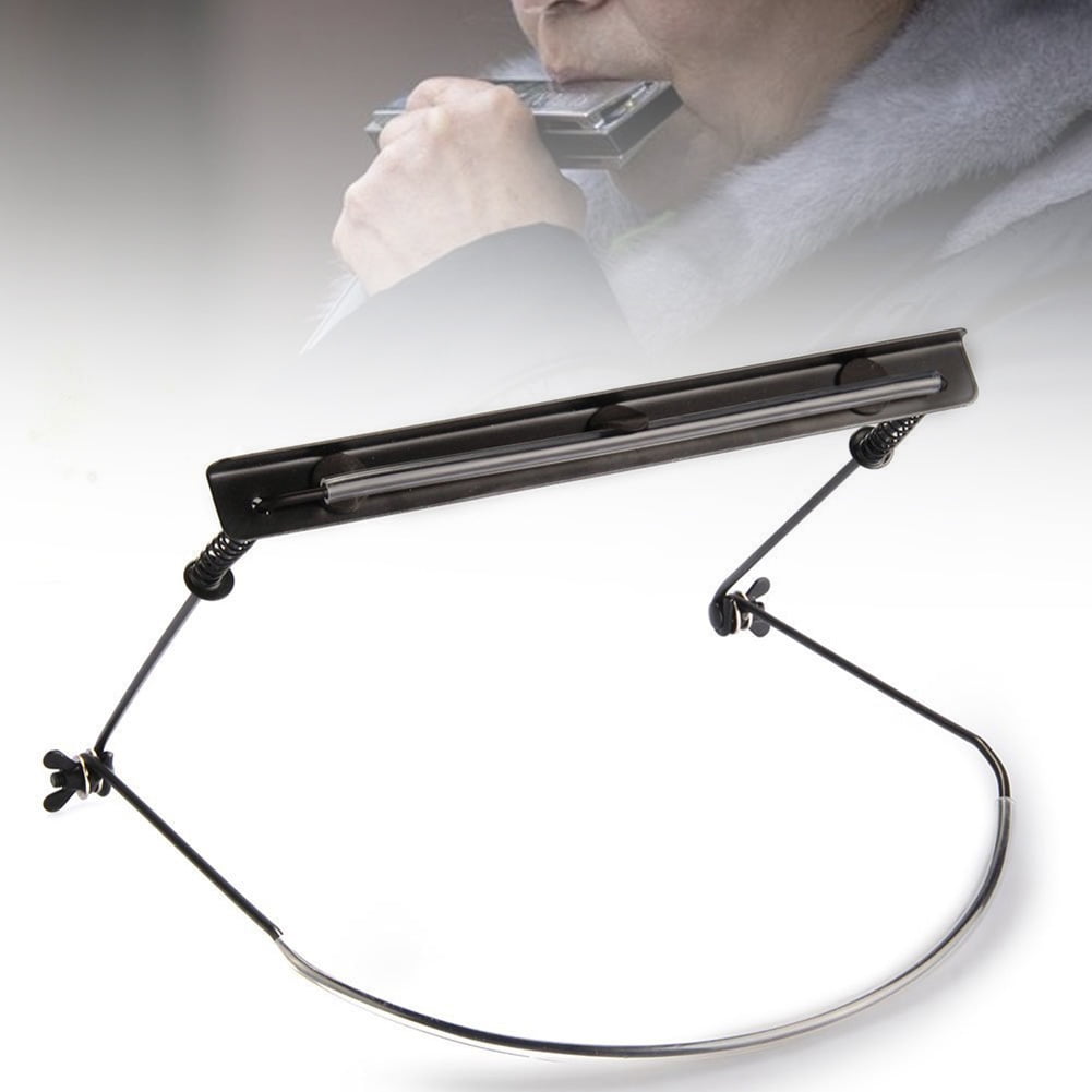 Adjustable Mouth Organ Stand Harmonica Harp Rack Metal 10 Holes Black ...