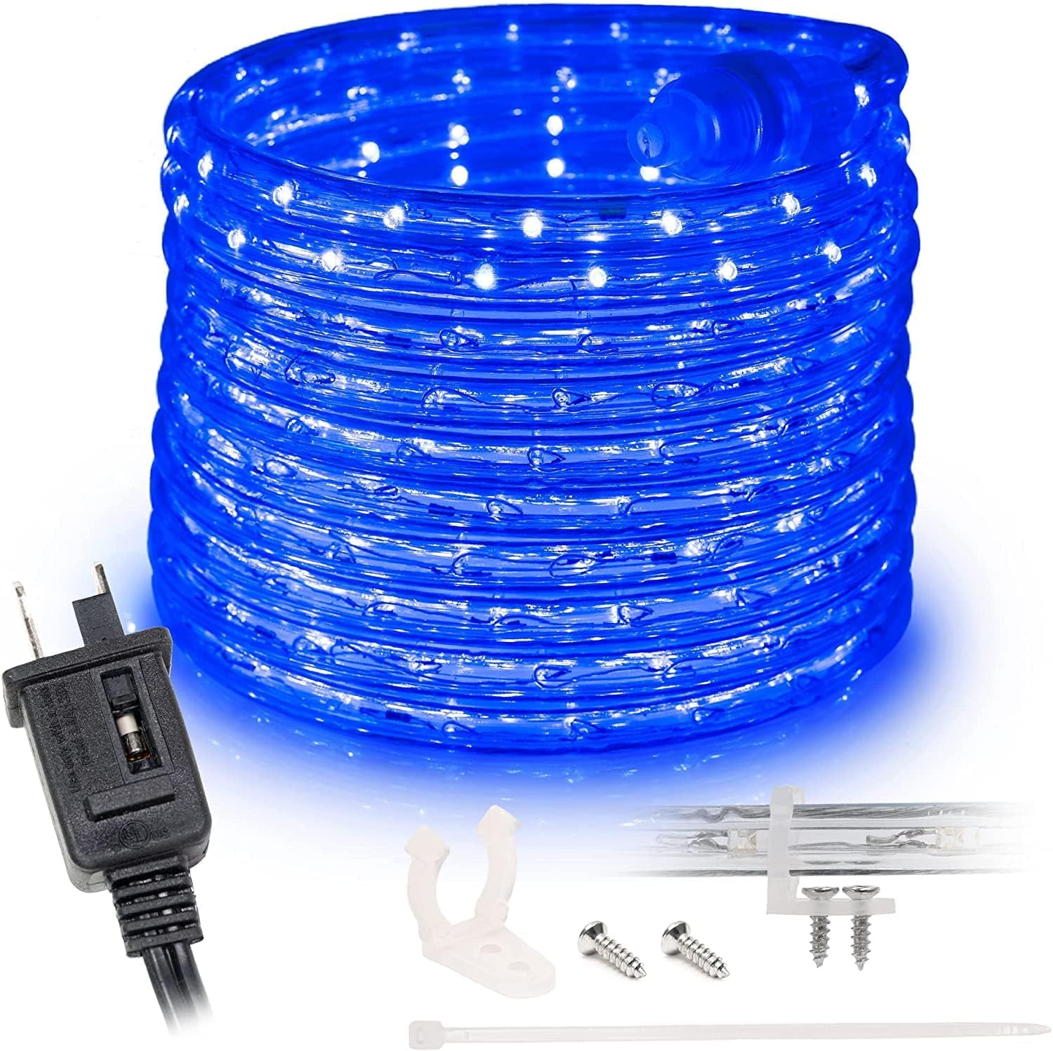 20ft Blue Rope Lights, Connectable Outdoor Permanent Waterproof ...
