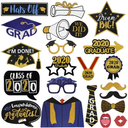 2020 Graduation Photo Booth Props Glitter Selfie Props Class of 2020 ...