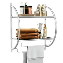 Costway 2 Tier Wall Mount Bath Shelf - Bathroom Storage Rack with Towel ...