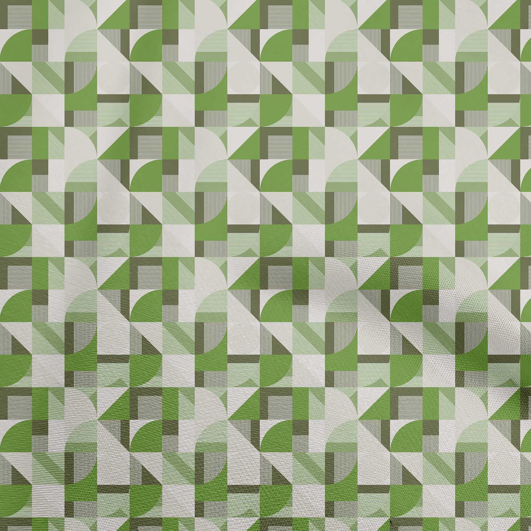oneOone Viscose Chiffon Green Fabric Geometric Sewing Material Print ...