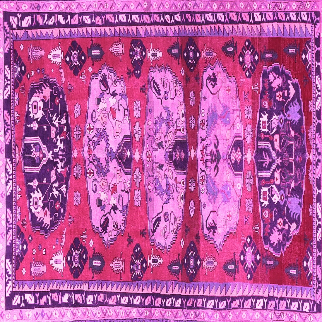 Ahgly Company Indoor Square Persian Pink Traditional Area Rugs, 6 ...